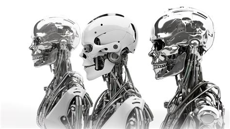 White Background Showcases 3d Rendered Cyborgs Or Robots With Artificial Intelligence Thinking
