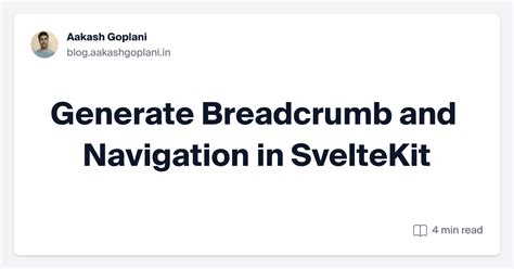 How To Generate Breadcrumb And Navigation Bar In Sveltekit