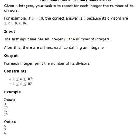 COMPETITIVE PROGRAMMING DAY BY DAY PROBLEM Counting Divisors Cho n số nguyên Hãy đếm số