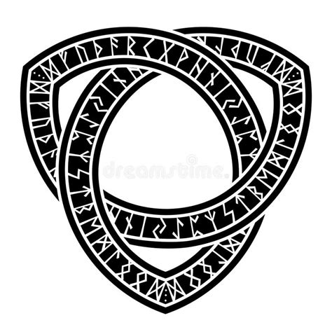 Round Celtic Scandinavian Design A Triskele Of Runic Symbols Stock