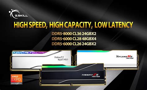 G Skill Announces Ddr5 8000 Cl36 24gbx2 Ddr5 6000 Cl28 192gb 48gbx4 Ddr5 6000 Cl26 24gbx2