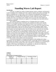 Standing Waves Lab Report Physics Lab Physics Lab LH Standing Waves Lab Report