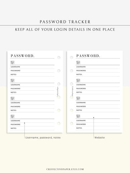 T119 Website Login Password Tracker Creffectivepaper