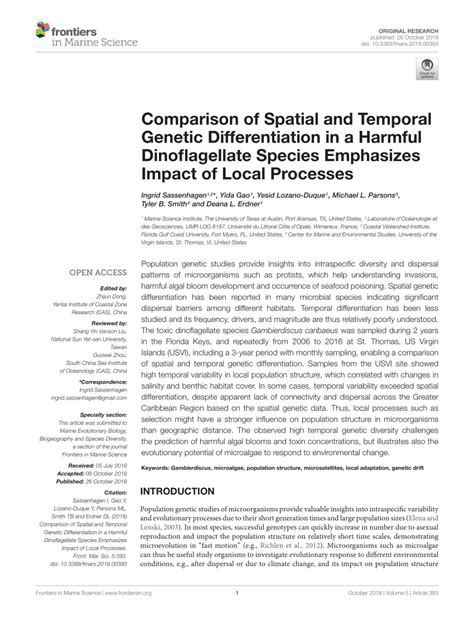 Pdf Comparison Of Spatial And Temporal Genetic Differentiation In A