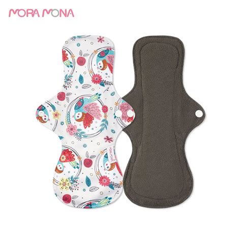 1 개 생리 패드 Bmaboo 숯 생리대 여성 위생 천 케어 패드 사용 기간 탈착식 세탁 가능 위생 Aliexpress