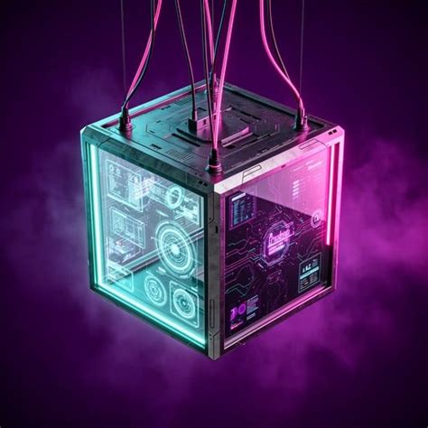 Free Digital Data Cube Image Cyberpunk Holographic Neon Download