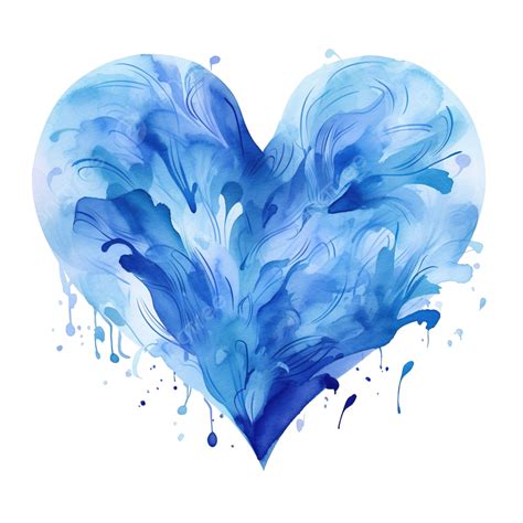 Blue Watercolor Heart Illustration Ai Generative Heart Watercolor