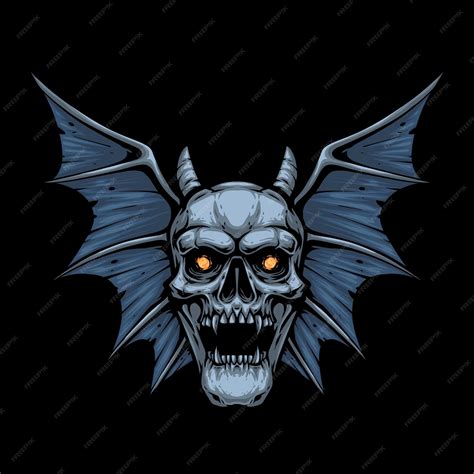 Premium Vector Skull With Bat Wings Vector