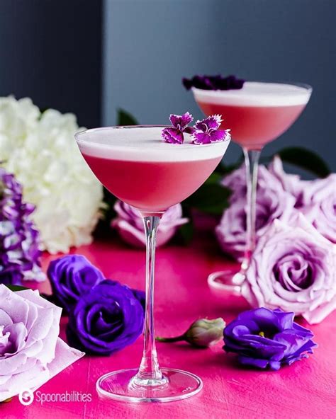 Gin Violette Cocktail Floral Cocktail Drink Spoonabilities