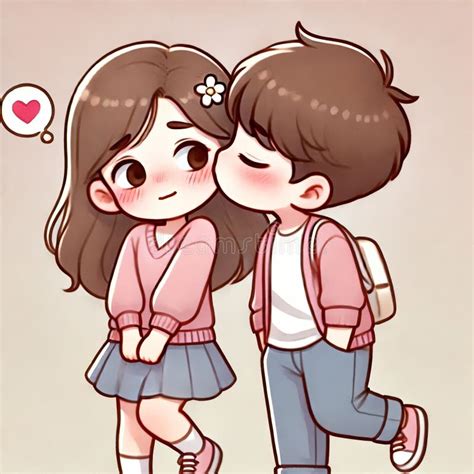 Adorable Chibi Couple In Love Stock Illustration Illustration Of
