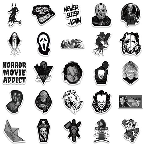 50pcs Blackandwhite Horror Movie 1 Stickers Au Sticker World