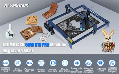 Atomstack Maker A10 Pro Machine à Graver Laser 50w Avec Puissance De Sortie 10w Gravure Hors