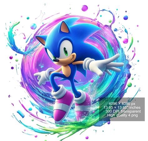 4 Png Sonic The Hedgehog Splash And Watercolor Digital Design Png File For Sublimation High
