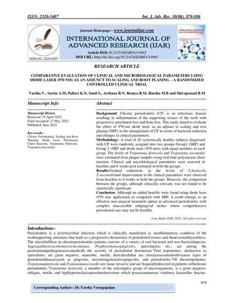 Pdf Comparative Evaluation Of Clinical And Microbiological Parameters Using Diode Laser 970