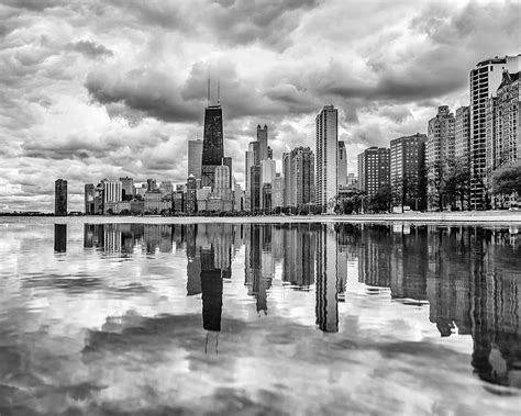 Chicago Skyline Painting Black And White