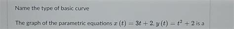 solved name the type of basic curve the graph of the