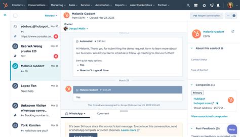 whatsapp integration for business hubspot