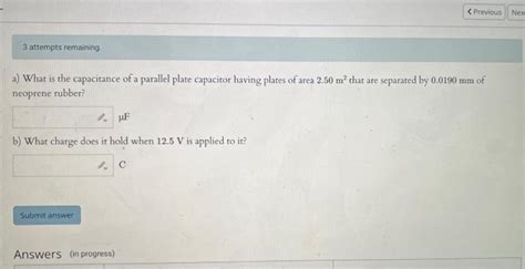 Solved A What Is The Capacitance Of A Parallel Plate Chegg