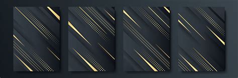 표지 브로셔 전단지 모바일 기술 응용 프로그램 및 온라인 서비스 타이포그래피 엠블럼 로고 배너를 위한 블랙 및 골드 디자인 템플릿 세트 추상적인 현대 배경 0명에 대한 스톡