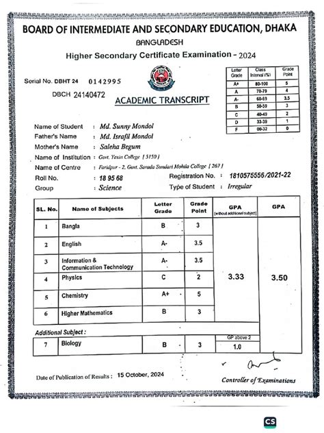 Hsc Transcript Pdf