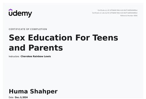 “thrilled To Share That I Have Successfully Completed A Certificate Course In Sex Education For