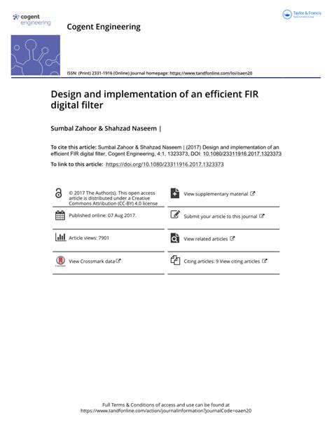 Pdf Design And Implementation Of An Efficient Fir Digital Filter