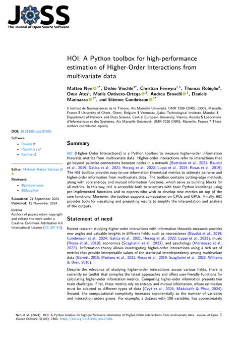 Pdf Hoi A Python Toolbox For High Performance Estimation Of Higher Order Interactions From