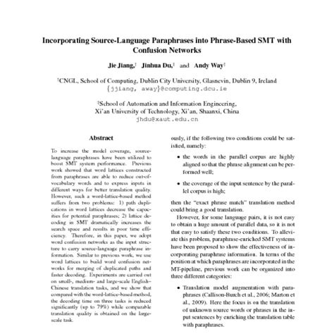 Incorporating Source Language Paraphrases Into Phrase Based Smt With