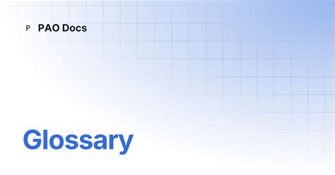 Glossary Pao Docs