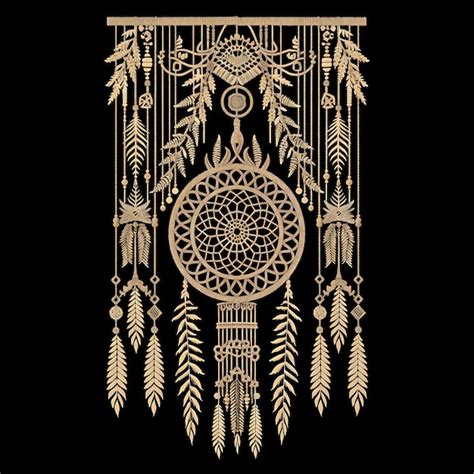 Premium Photo Bohemian Chic Trellis Made From Macrame Dream Catcher Design Collage Outline Art