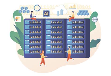 빅 데이터 개념 작은 사람들 데이터 엔지니어 데이터 과학 및 작업 데이터 분석 개발자 경력 현대 플랫 만화 스타일 흰색 배경의