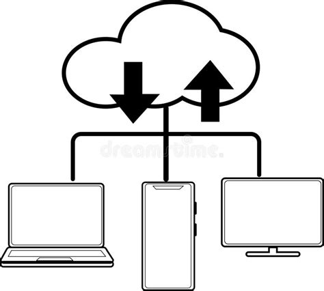 Data Transmission Through The Cloud Business Technology And Science Concept Flat Styled Line