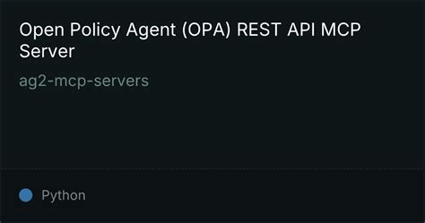 Open Policy Agent Opa Rest Api Mcp Server Glama