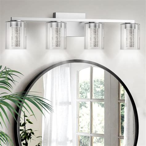 Led Modern Bathroom Light Fixtures Over Mirror 4 Light Brushed Nickel