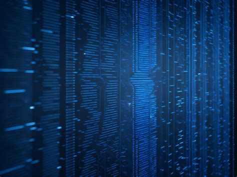 premium ai image blue digital binary data on computer screen background