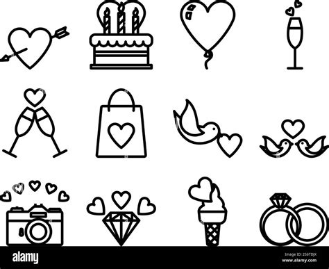 Valentine Icon Set Bold Outline Design With Editable Stroke Width Vector Illustration Stock