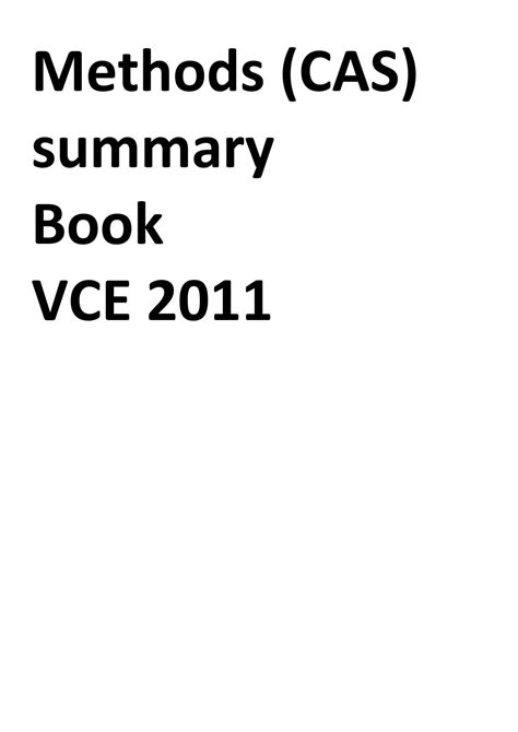 Vce Cas Mathematical Methods Units 3 And 4 Full Notes Mathematical Methods Year 12 Vce Thinkswap