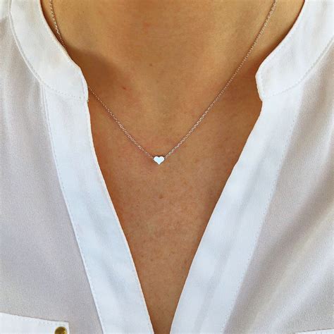 Silver Necklace Heart Necklace Dainty Necklace Bridesmaid Etsy