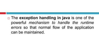 Exception Handling In Java Ppt