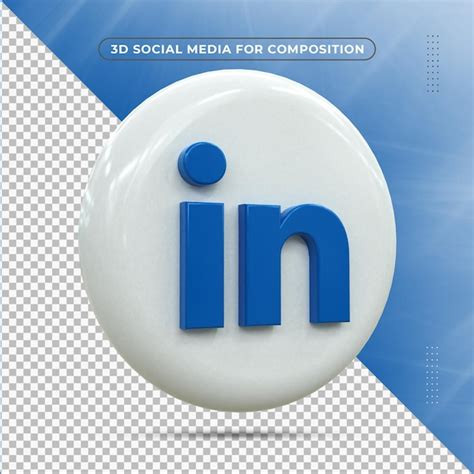 Linkedin 3d 소셜 미디어 아이콘 다채로운 광택 3d 아이콘 개념 구성에 대 한 3d 렌더링 프리미엄 Psd 파일