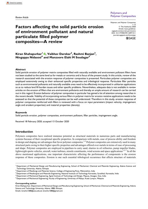 PDF Factors Affecting The Solid Particle Erosion Of Environment Pollutant And Natural