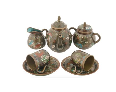 Antique Meiji Era Japanese Cloisonne Enamel Tea Set For Sale At 1stdibs