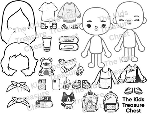 Toca Boca Uncolored 3 Pages Paper Sleepover 1 Bandw Dolls Furniture Background And Accessories