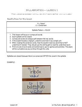 Syllabication Lesson 1 VC CV By LearningLabFun TPT