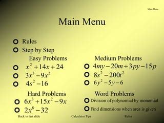 Factoring Polynomials Ppt