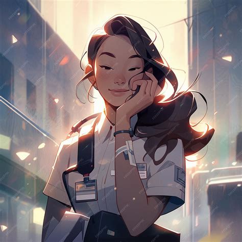 Premium Photo Anime Girl Talking On Cell Phone In Urban Setting