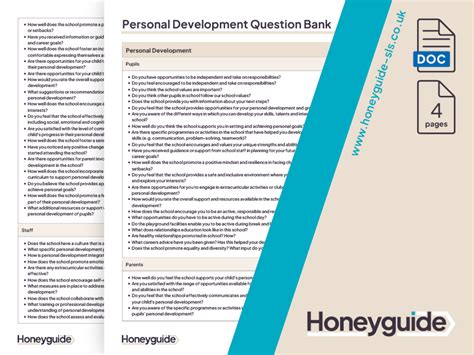 Personal Development Survey Question Bank Teaching Resources