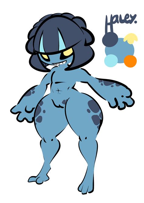 Rule 34 1 Upclock Abs Amphibian Anthro Blue Body Blue Hair Color Swatch Feet Female Flat