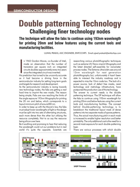 Einfochips Double Patterning Technology Pdf Photolithography Semiconductor Device Fabrication