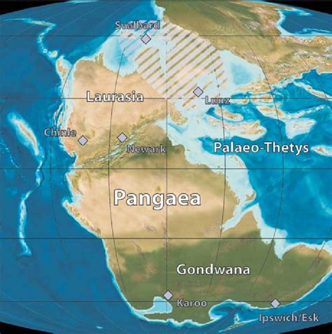 Earth Surface During Triassic Period Prehistoric World Map Of The